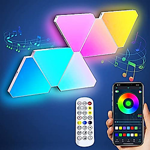 Triangle LED Light Panels, Triangle Lights with 6 Connection Ports, Real RGBIC Gaming Lights for Gaming Setup, Smart Wall Lights for Bedroom App Control Music Sync for Gaming Room Streaming, 6 Pack