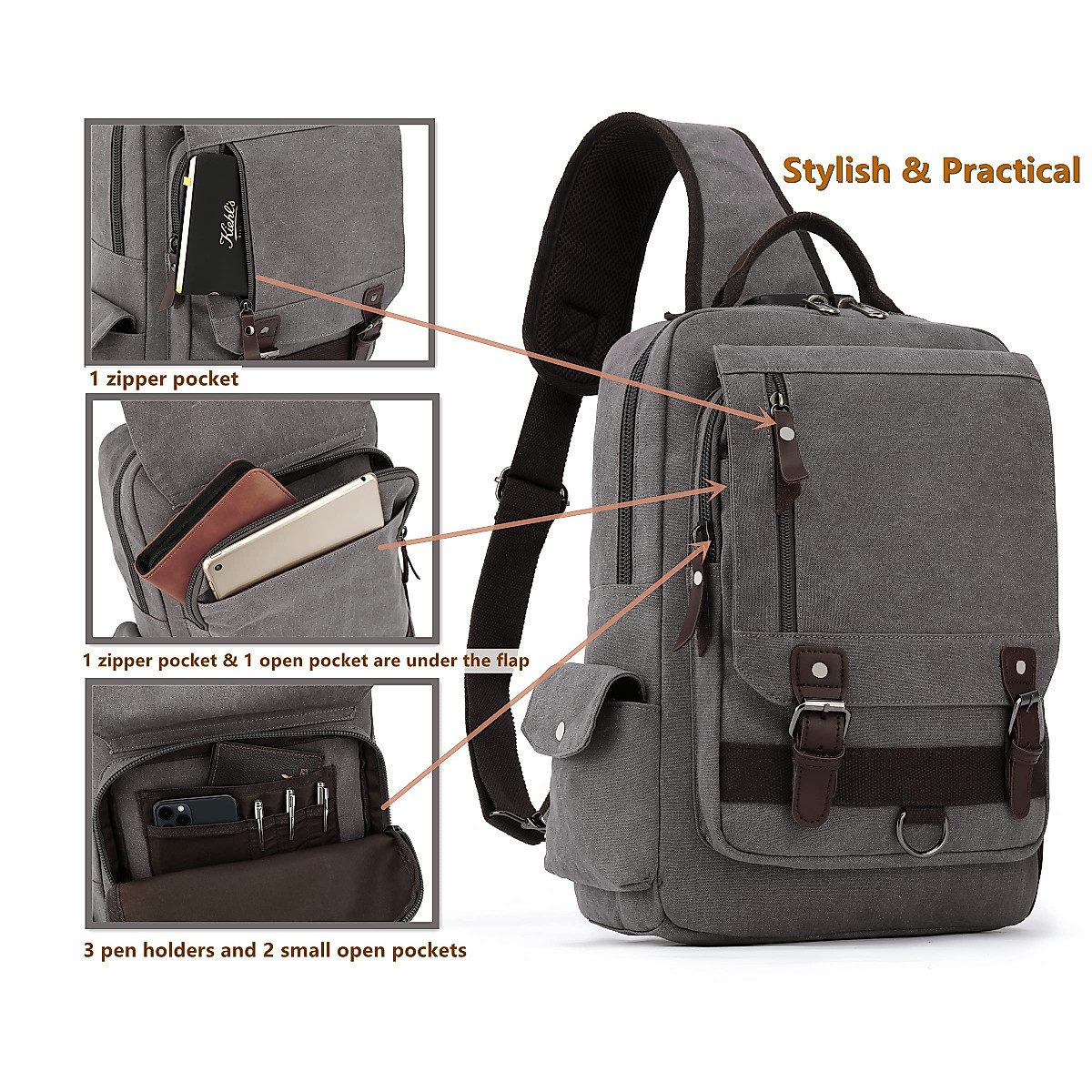 Leaper Retro Crossbody Bag Sling Bag Canvas Messenger Bag for Men Women Shoulder Bag Crossbody Handbags Satchel Geometric Purple, XL