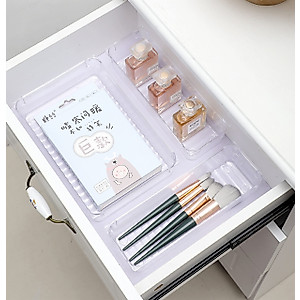 NEETBU 8 Pack Clear Plastic Drawer Organizer Kitchen Bathroom Storage Box Tray For Makeup Flatware Utensils Silverware Office Supplies(9.6”x3.2”x1.9”)