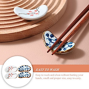 Luxshiny 4pcs Ceramic Chopstick Rest Paint Brush Holder Japanese Spoon Rest Kitchen Utensil Rest Chopstick Holder Ceramic Spoon Rest Tableware Rest Multifunction Ceramics Dishwasher