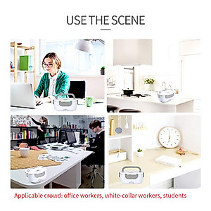 Adocfan Electric Lunch Box, Fast 60W 3 in 1 Portable Food Heater Car Use 12V/24V and Home Use 110V, Leak proof, Removable Stainless Steel Container, Fork, Spoon and Carry Bag (Gray)