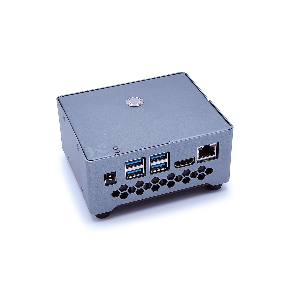KKSB Odroid N2+ Case | Grey Aluminum Odroid N2+ Enclosure with 80mm Fan | 12mm Momentary Pushbutton Included