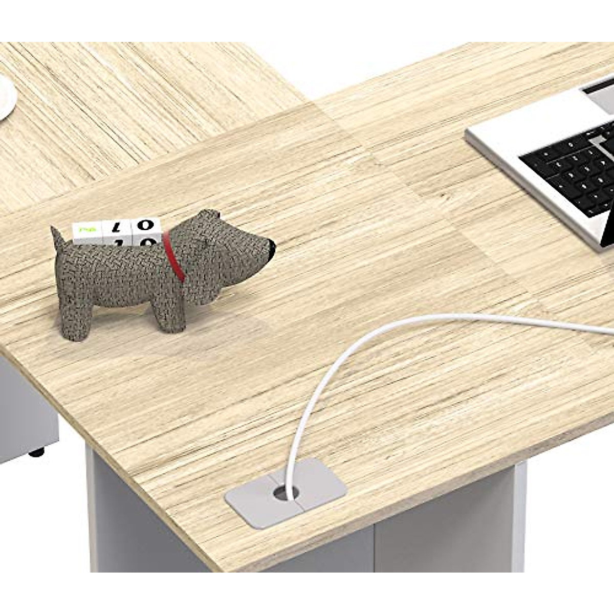 SHW L-Shaped Home Office Corner Desk Wood Top, Oak