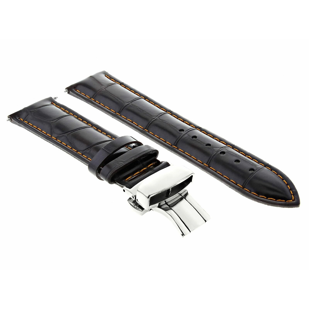 Ewatchparts 19MM LEATHER STRAP BAND DEPLOYMENT CLASP COMPATIBLE WITH IWC PORTUGUESE WATCH DARK BROWN OS