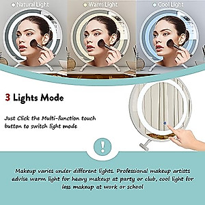 FAMAPY Armoire Wardrobe with Vanity Desk and Lighted Mirror, Armoire with Hanging Rod, Drawers & Shelves, Glass Tabletop, Armoire Closet for Bedroom White (47.2”W x 19.1”D x 70.8”H)