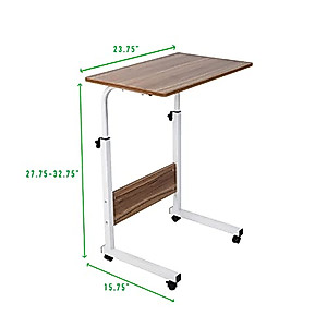 Mind Reader Adjustable Rolling Lapdesk Couch End, Side Table, Over Bed Desk, Medium, Brown