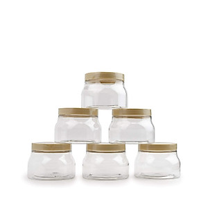 Grand Parfums 8 Oz, Tuscany Plastic Jars with Champagne Gold Lids! Great for Cosmetic Products, DIY Projects, Home, Kitchen and Garden, Store Anything, Crafts Projects, Unusual Shape, BPA-Free