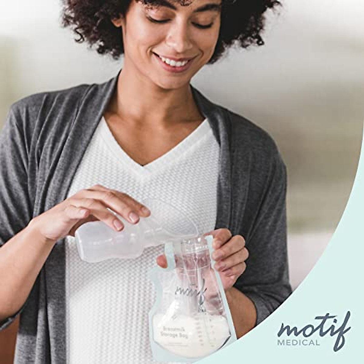 Motif Medical, Milk Storage Bags, 8 oz Milk Freezer Bag with Easy Pour Spout, BPA Free, Write-On Label - 40 Count