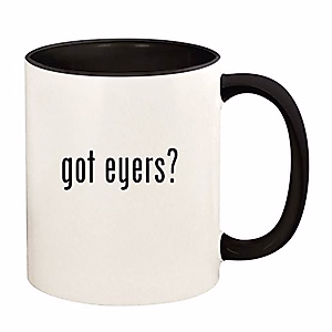 Knick Knack Gifts got eyers? - 11oz Ceramic Colored Handle and Inside Coffee Mug Cup, Black