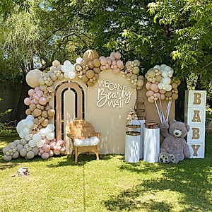 We Can Bearly Wait Sign Teddy Bear Baby Shower Decoration Backdrop Wooden Banner for Gender Reveal Party(Girl Boy Baby) Theme Party