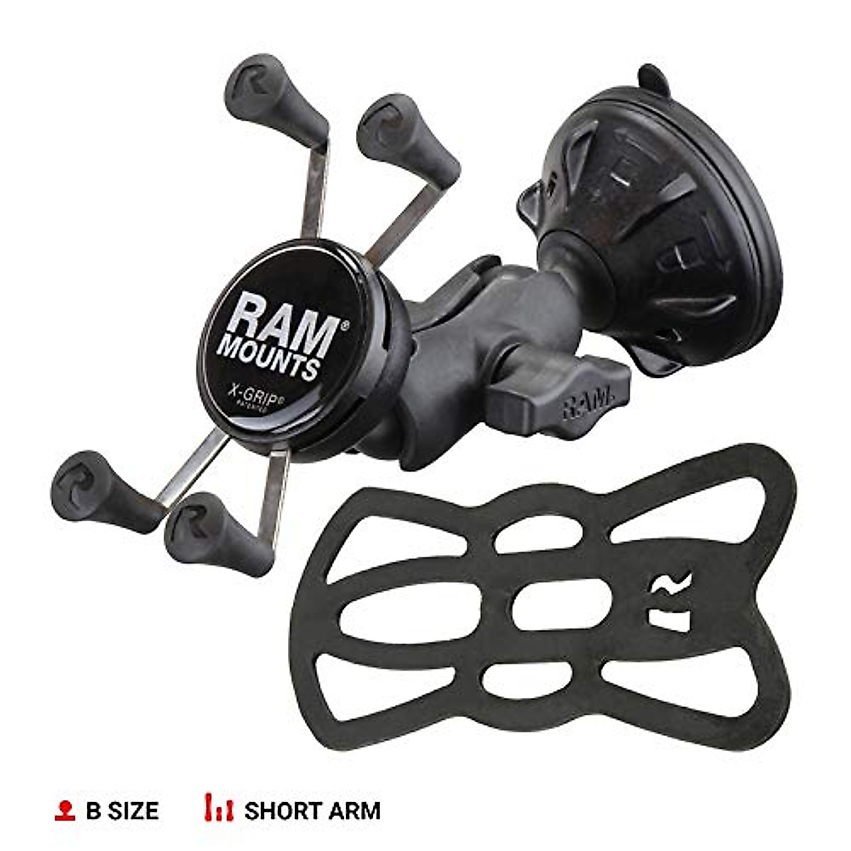 RAM Mounts RAP-B-166-2-A-UN7U X-Grip Phone Mount with RAM Twist-Lock Low Profile Suction Base with Short Arm for Vehicle Windshields