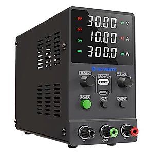 Jesverty DC Power Supply Variable, 0-30V 0-10A Adjustable Switching DC Regulated Bench Power Supply with 20W USB & Type-C Quick-Charge, Encoder Knob, Output Switch, 4-Digit LED Display - SPS-3010M