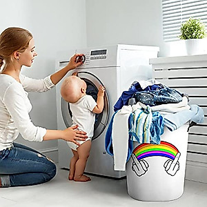 Fuck Gay Pride LGBT Rainbow Large Laundry Basket Hamper Bag Washing with Handles for College Dorm Portable