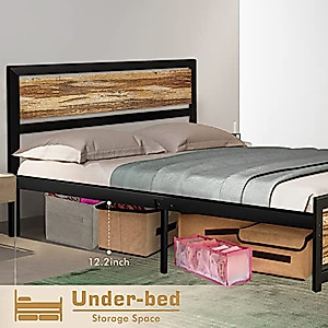 Pliwier Bed Frame with Headboard and Footboard, 13 Heavy Duty Bed Slats, 16 Sturdy Legs Support, No Box Spring Needed, Noise Free, Easy Assembly