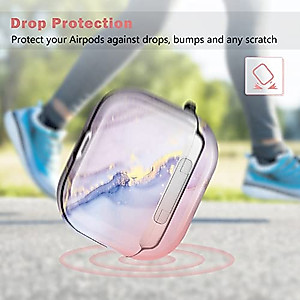 Fintie Case for AirPods 3 (2021), [Sleek Shield] Slim Soft TPU Durable Shockproof Portable Protective Cover Skin with Keychain for AirPods 3rd Generation Charging Case, Glittering Marble