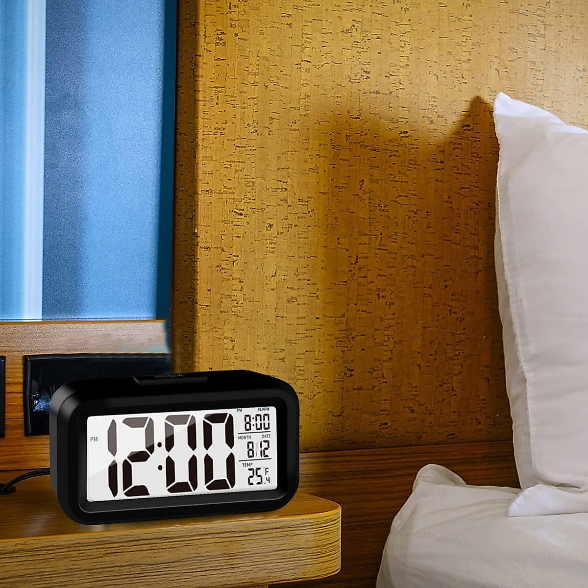 KAIJIELY 4.5" Display-Digital Clock with Large Screen,Night Light Digital Clock with Temperature Display,Alarm Clock with Battery Powered,Office,Kids,Elder Snooze Clock(STYLE B)