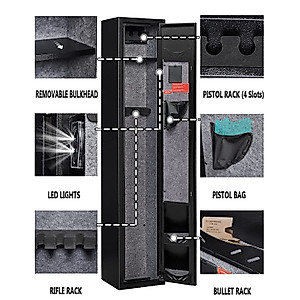 KAER 2-Gun Safes for Home Rifle and Pistols Electronic Gun Security Cabinet Quick Access Gun Rifle Gun Security Cabinet Safes Gun Cabinet for Shotguns with Built-in Removable Storage Shelf-1.73