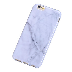Landfox 6S Case,iPhone 6S Case, 2016 Marble Texture Print Cover Case Skin for iPhone 6S 4.7 Inch (White)