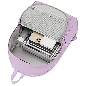 abshoo Lightweight Casual Unisex Backpack for School Solid Color Boobags (Light Purple)