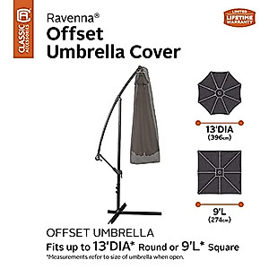 Classic Accessories Ravenna Water-Resistant 13 Foot Offset Patio Umbrella Canopy Cover, Patio Furniture Covers