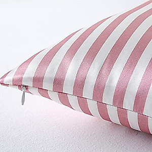 Tim & Tina 22 Momme 100% Pure Mulberry Luxury Silk Pillowcase, Good for Skin and Hair, Facial Beauty (Toddler/Travel, Pink and White Stripes)