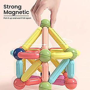 BAKAM Magnetic Building Blocks for Kids Ages 4-8, STEM Construction Toys for Boys and Girls, Large Size Magnetic Sticks and Balls Game Set for Kid’s Early Educational Learning (64PCS)