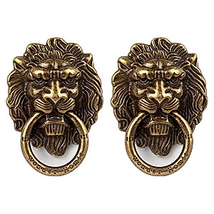 [2 Pack] Lion Head Cell Phone Ring Holder Stand, Finger Ring Kickstand with Polished Metal Phone Grip, Smartphone Accessories（Bronze）