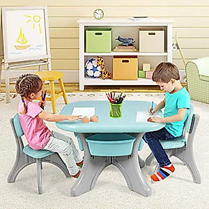 Costzon Kids Table and Chair Set, 3 Piece Activity Table w/Detachable Toy Storage Bins & 2 Chairs for Children Reading Art Craft, Strong Bearing Capacity, Lightweight, Toddler Table & Chair Set, Green