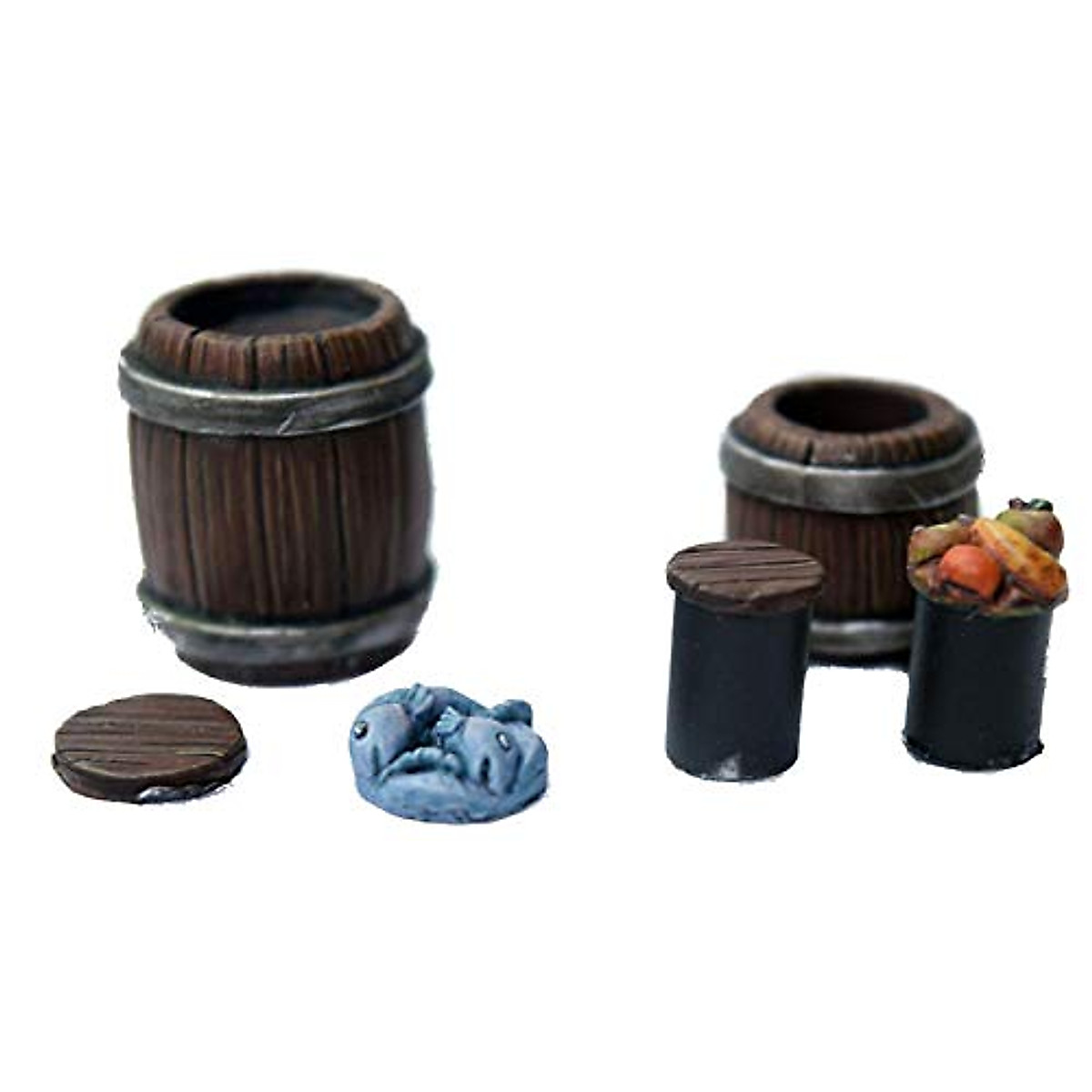 War World Gaming Fantasy Village Street Market Stall and Barrels Set – 28mm Heroic Scale Wargaming Terrain Model Diorama Scenery Wargame Tabletop Medieval Battle Wargame Battleboard