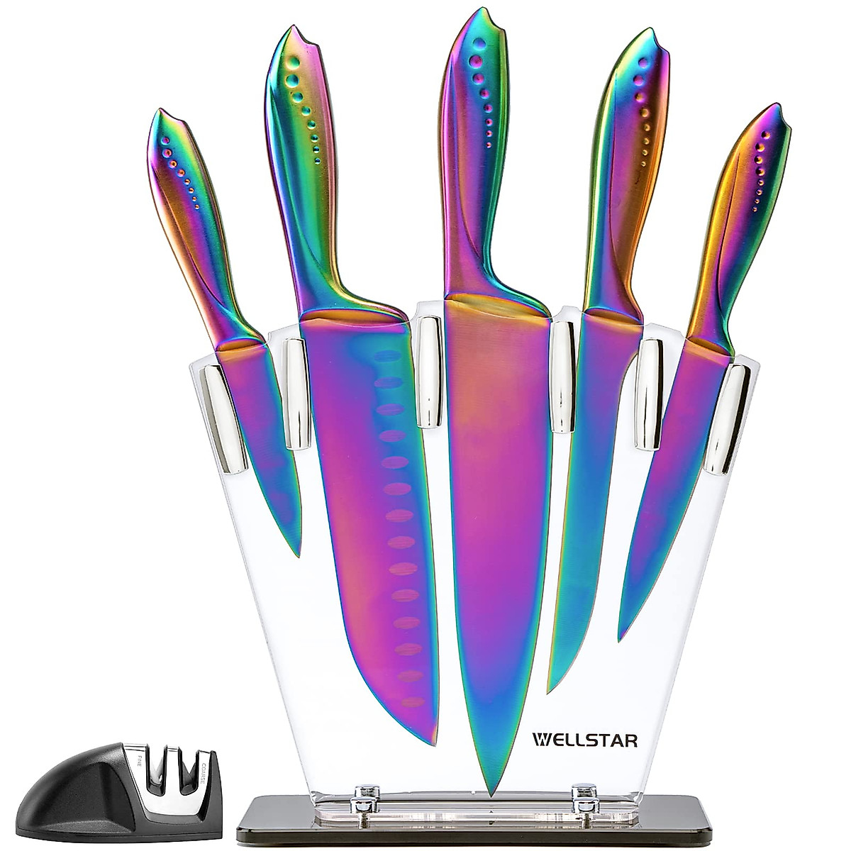 WELLSTAR Rainbow Knife Set - 7 Iridescent Kitchen Knives