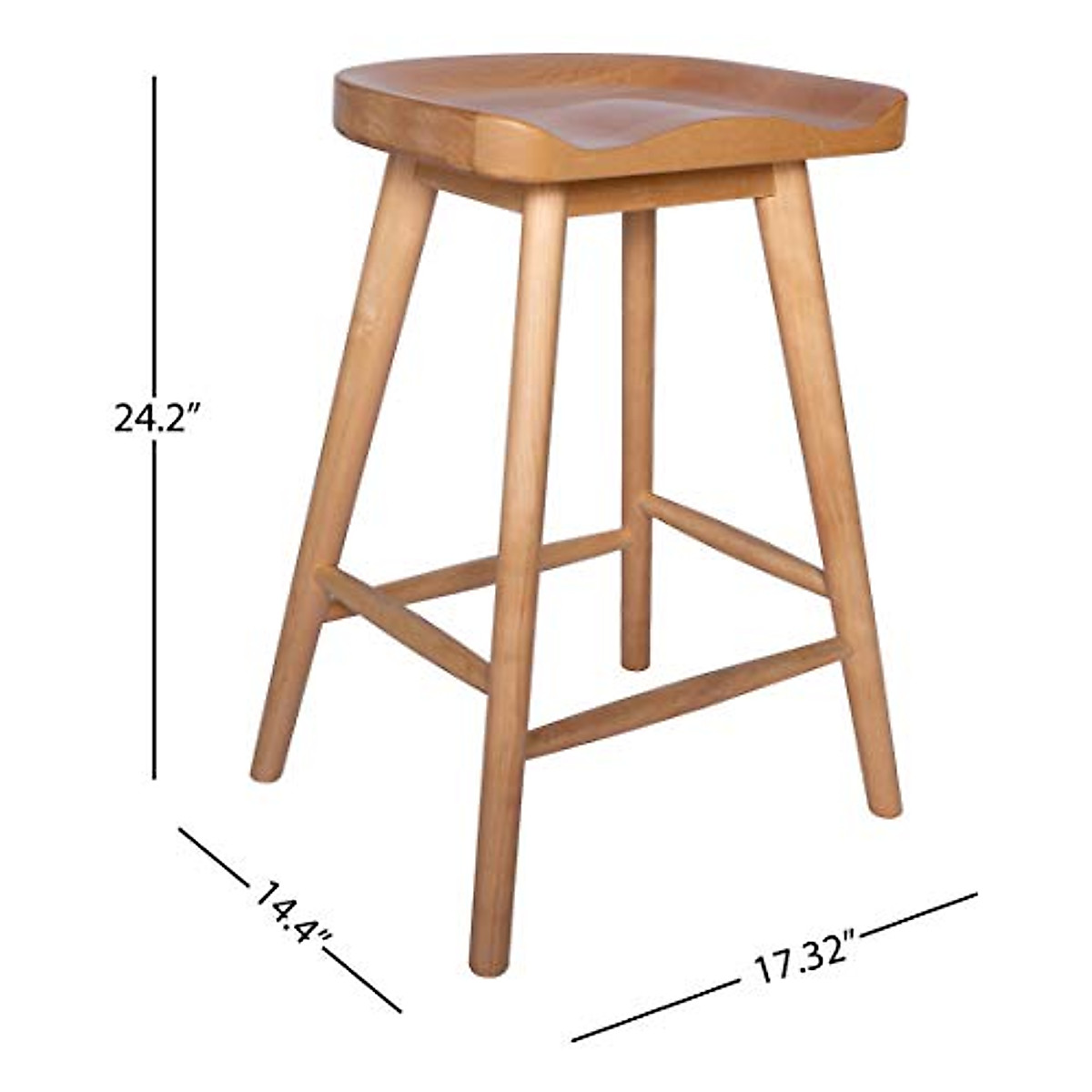 Amazon Brand - Rivet Counter-Height Birch Kitchen Bar Stool, 24"H, Natural Finish