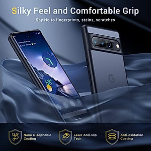 Humixx Shockproof Designed for Google Pixel 7 Pro Case [Military Grade Drop Tested] [Ultimate Silky Touch] Translucent Hard Back Protective Slim Thin Matte Black Phone Cases for Pixel 7 Pro 5G 6.7”