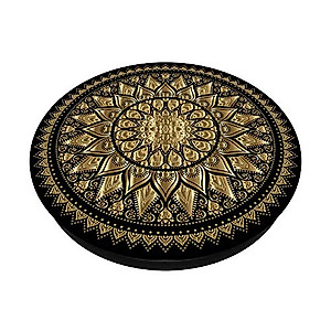 Festive Sun Mandala with Golden and Black Pattern PopSockets PopGrip: Swappable Grip for Phones & Tablets