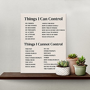 Mental Health Canvas Wall Art Poster Print Gift, Things I Can Control Painting Ready to Hang Home Therapy Office Decor (11.5" x 15")