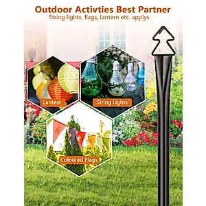 LOPANNY String Light Poles, Sturdy Outdoor Light Pole for Hanging String Lights, Deck Lighting Stand for Party