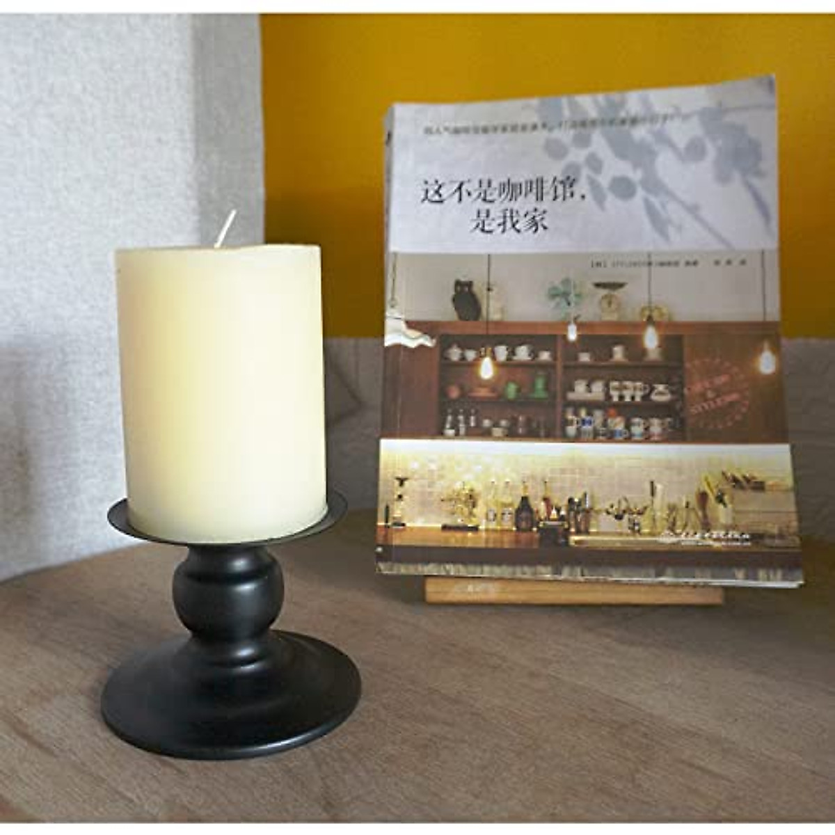 Young&L 2 Pcs Matte Black Candle Holders，Metal Decorative Candle Holders Ideal for Pillar Candles，Bedroom Living Room Fireplace,Wedding Decor, Home Decor Gifts Retro Candleholder