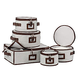 Jillmo China Dish Containers Set, 5-Piece Dinnerware Storage Case for Storing & Moving Dishes and Cups