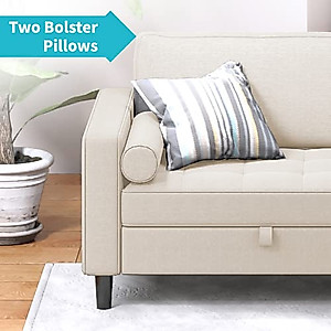 CECER Reversible Sleeper Sofa Bed with Cushion, Modern Pull Out Futon Couch Bed for Living Area, Big 2-in-1 Couch for Apartment, Office, Bedroom, Beige