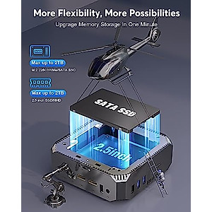 KAMRUI AK2 Plus Mini PC, Intel 12th Gen Alder Lake- N100(up to 3.4GHz) Mini Tower Computer, 16GB DDR4 RAM 500GB SSD Mini Computer Windows 11 Support 4K HD/WiFi 5/BT4.2/Gigabit Ethernet for Home/Office