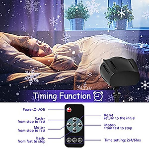 Christmas Dynamic Snowflake Projector Lights Outdoor, Owl Shape Apperance Design, IP65 Waterproof Indoor and Outdoor Snowfall Landscape Light for Xmas, Party, New Year, Holiday House Decoration