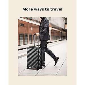 LUGGEX PC 24 Inch Luggage with Spinner Wheels - Hardside Expandable Medium Checked Luggage - Aluminum Corner for Hassle-free Travel (Black Suitcase)