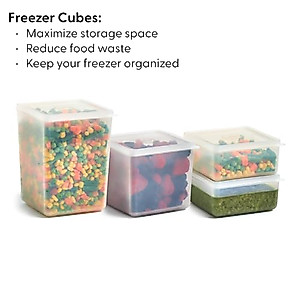 W&P Freezer Cubes | Reclaim Your Freezer With Tidy Stackable Frozen Food Containers | 64 oz | Freezer safe, BPA Free, Dishwasher Safe, Microwave Safe