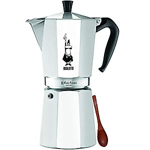 Original Bialetti 12-Espresso Cup Moka Express | Espresso Maker Machine and Zonoz Wooden Small Espresso Stirring Spoon Bundle (12-cup, 25 fl oz, 775 ml)