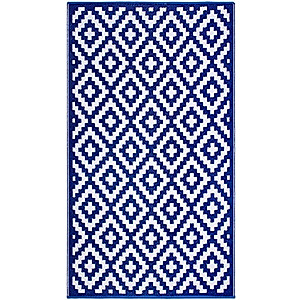 FH Home Reversible Floor Mat, 3 ft x 5 ft, Blue, 5 Feet