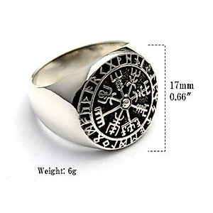 COSUMOSU Sterling Silver Viking Compass Vegivisir Ring (10)