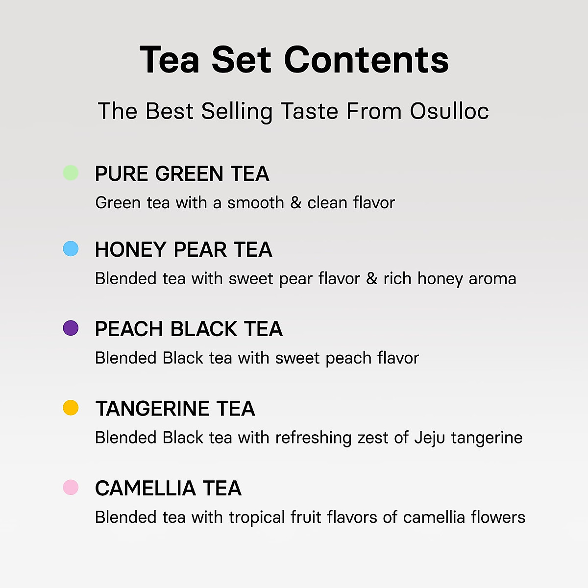 OSULLOC Premium Tea Collection Gift Set, Premium Organic Pure & Blended Tea from Jeju, Tea Bag Series 40 count, 8 flavors x 5 EA