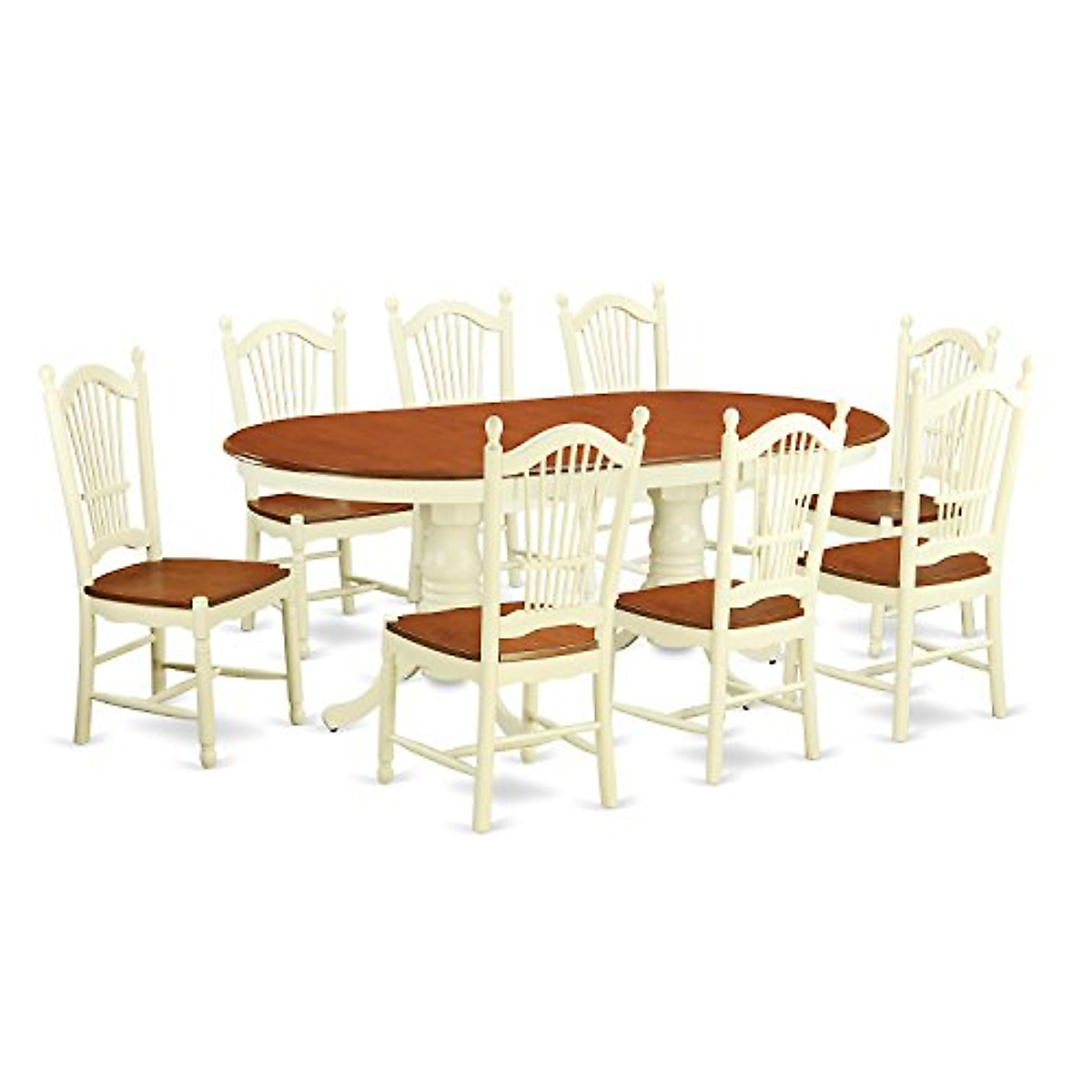 East West Furniture PLDO9-WHI-W, 9-pieces