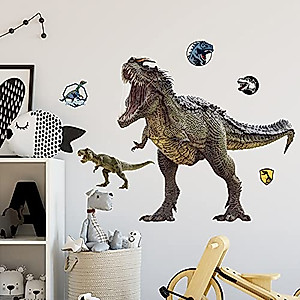 3D Dinosaurs Wall Stickers, Giant Dinosaurs Wall Decals, HOLENGS Peel and Stick Removable Wall Decor for Boys Kids Bedroom Living Room Playroom Wall Decoration
