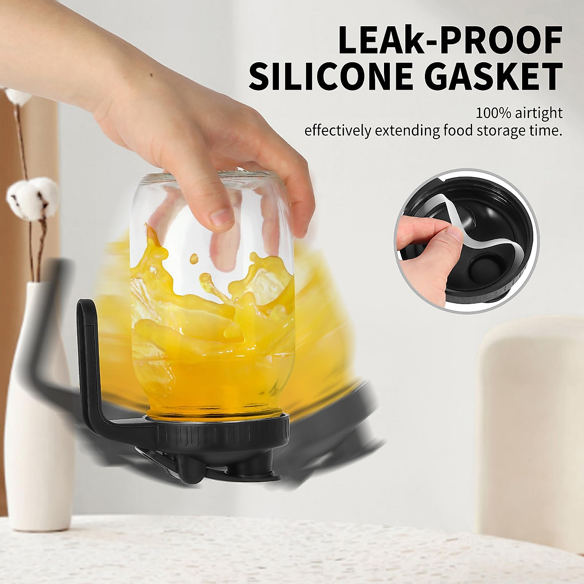 Gardace Wide Mouth Mason Jar Pour Spout Lids with Handle & Flip Cap, Plastic Mason Jar Lids-Ball Mason Jar Pitcher Lid Airtight & Leak-Proof Seal, Easy Pouring Spout, Pack of 2