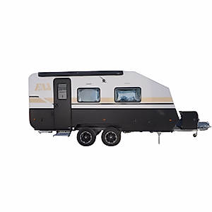 Offroad Caravans Trailer with Bedroom/Living Room/Bathroom and Kitchen.White and Black Color.